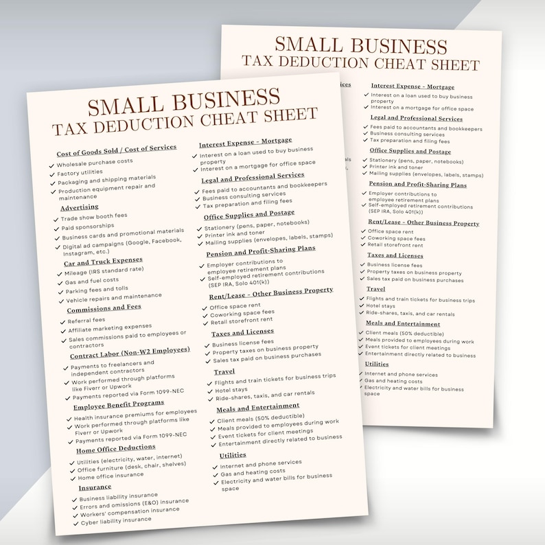 Tax Deduction Sheets, Business Tax Deductions,tax Deduction Tracker ...