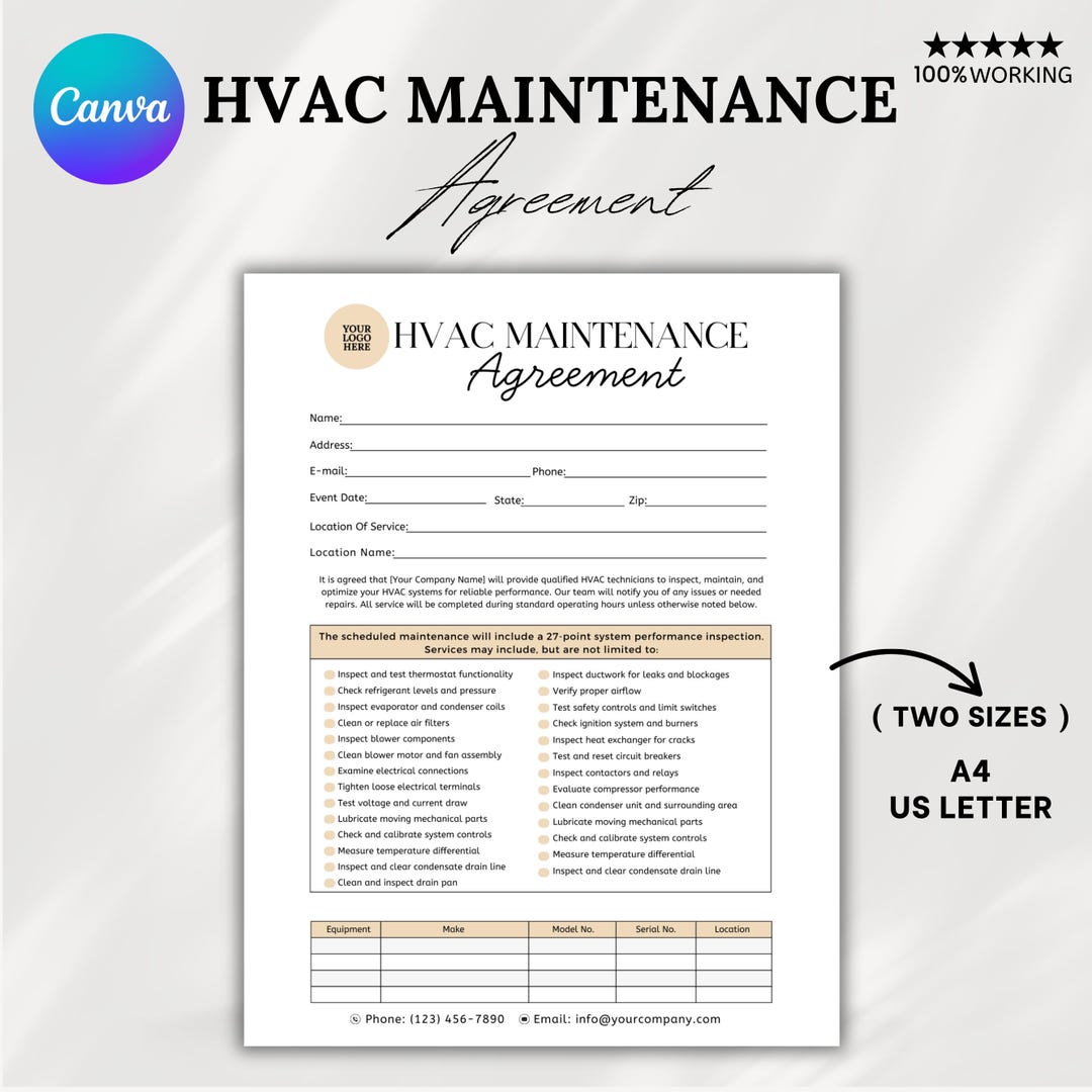 Hvac Maintenance Agreement Template, Commercial Hvac Maintenance, Hvac ...