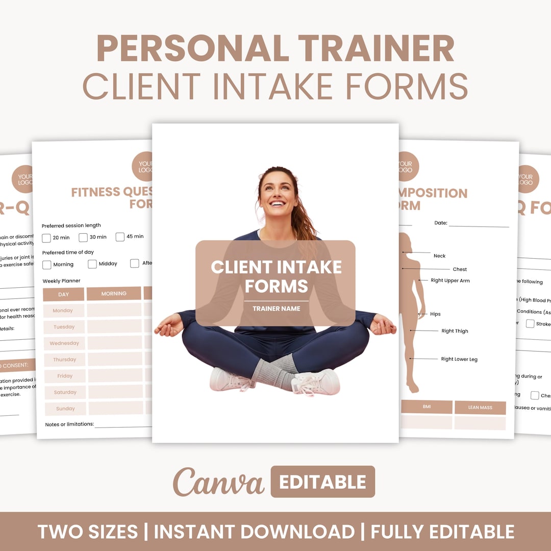 Personal Trainer Client Intake Forms, Fitness Trainer Editable Template ...