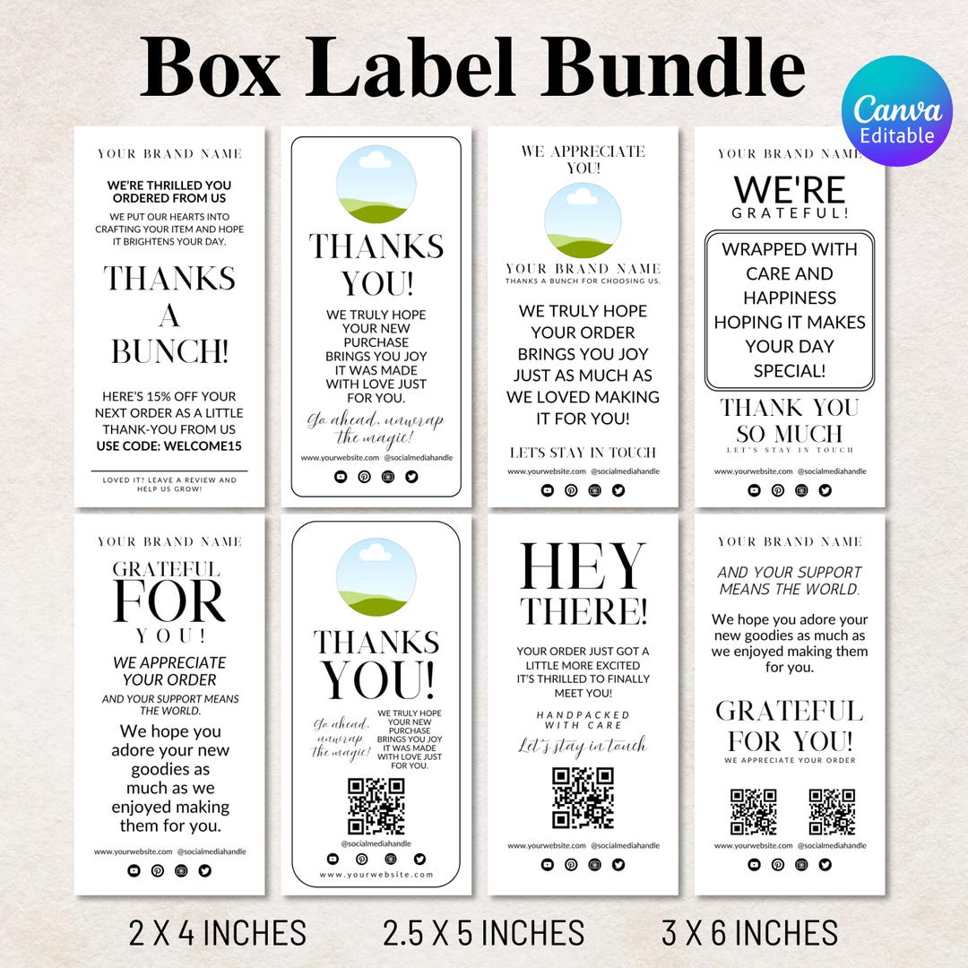 Editable Box Label Bundle, Modern Box Stickers for Small Business ...