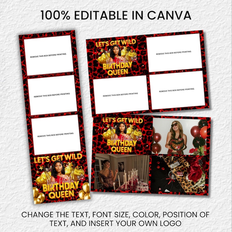 Birthday Photo Booth Templates Bundle, Red Cheetah, Dirty 30 Theme ...