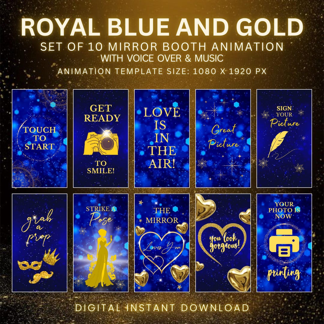 Mirror Booth Animations,royal Blue & Gold Animations,touch to Start ...