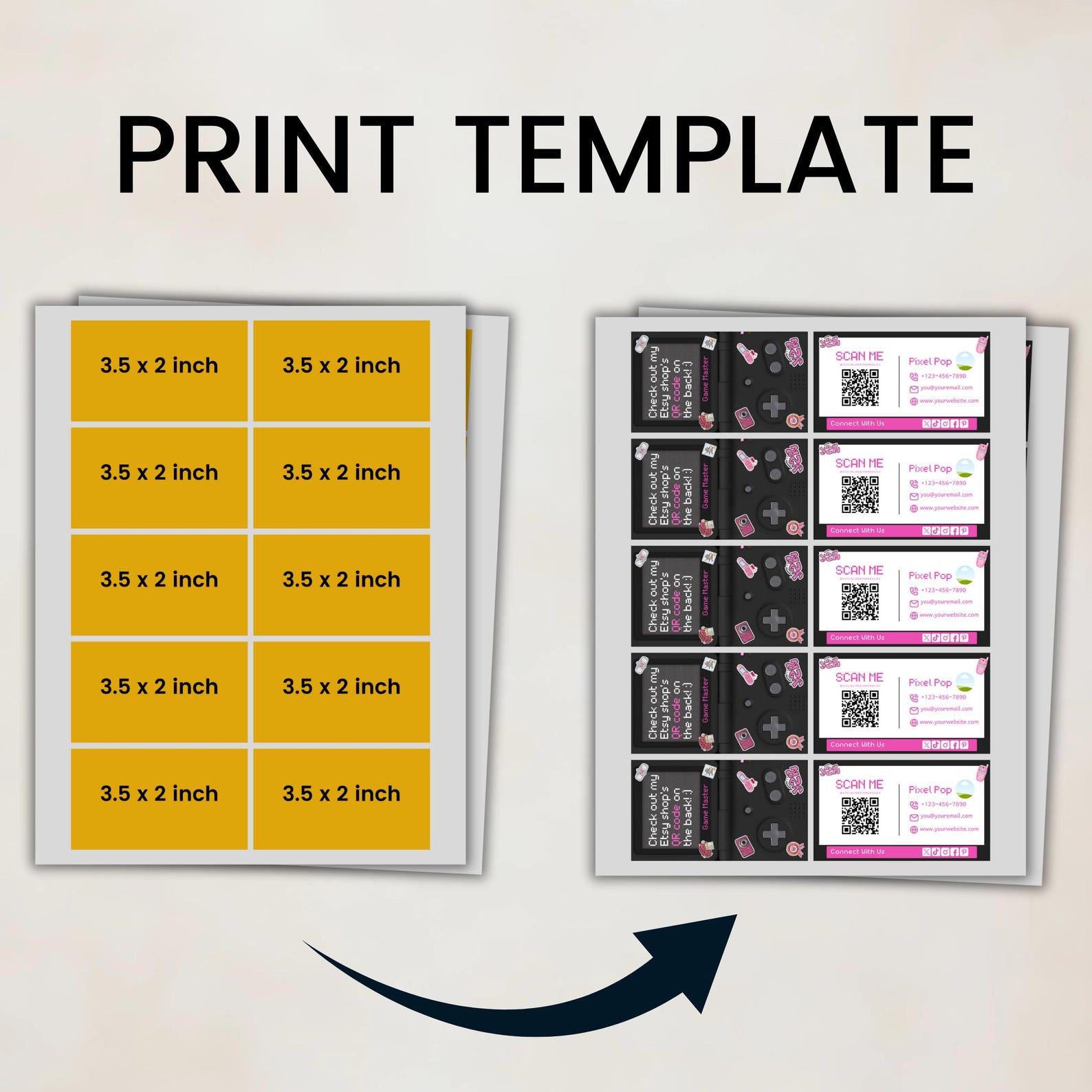 Editable Y2k Phone Business Card, Y2k Business Card Template, Mobile ...