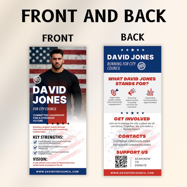 Political Campaign Rack Card Template, Election Candidate Flyer ...