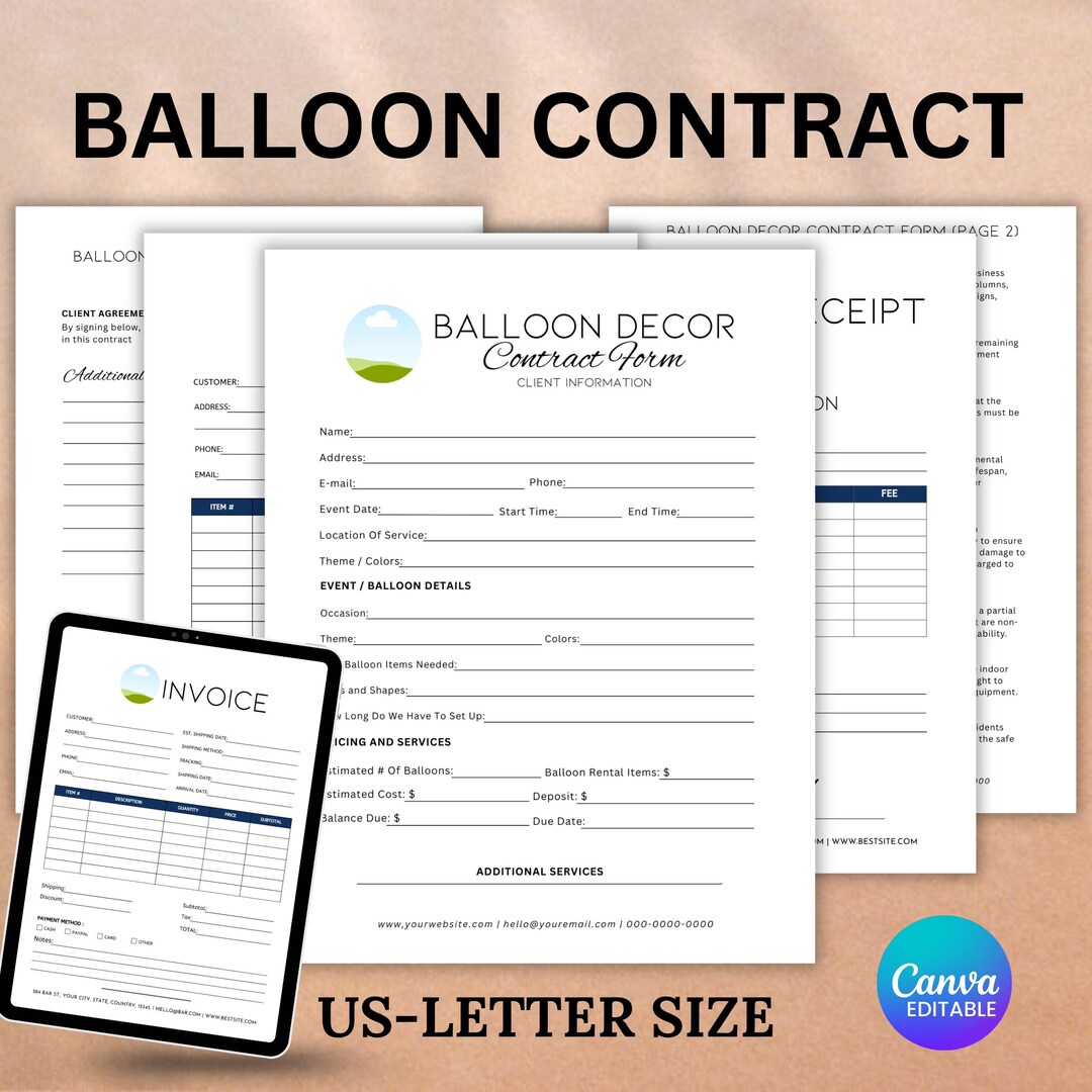 Editable Balloon Decor Contract Template, Balloon Decoration Service ...