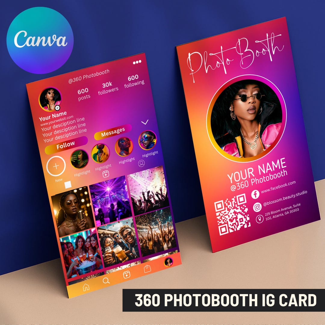 360 Photo Booth IG Business Card, Instagram Business Card, 360 Photo ...