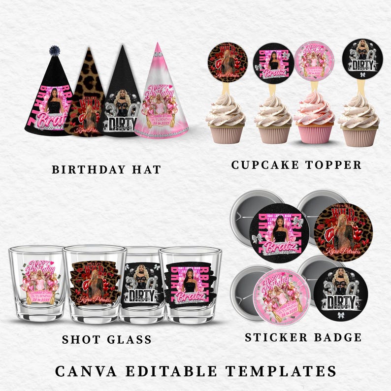 Personalized Party Pack, Red Cheetah Print, Dirty 30, Pink Birthday ...