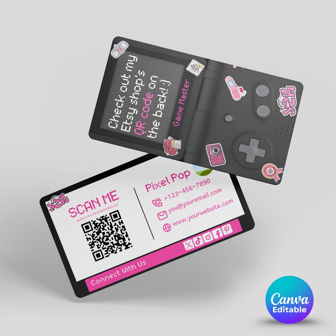 Editable Y2k Phone Business Card, Y2k Business Card Template, Mobile ...