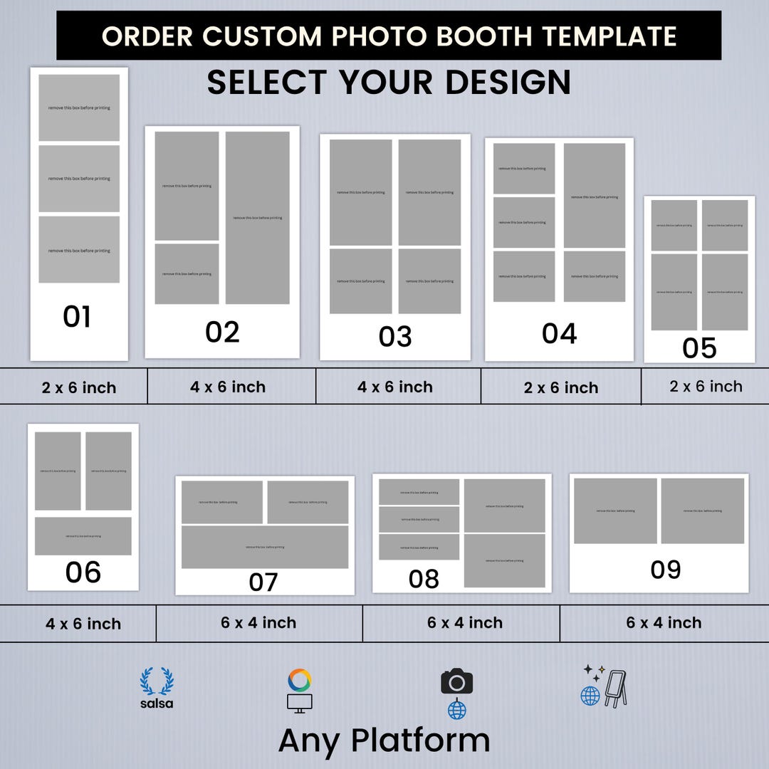 Personalized Photo Booth Templates, Custom Photo Booth 2x6 Strip, 4x6 ...