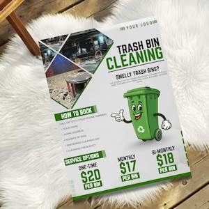 Trash Bin Cleaning Flyer, Garbage Can Wash Marketing Flyer, Dumpster ...