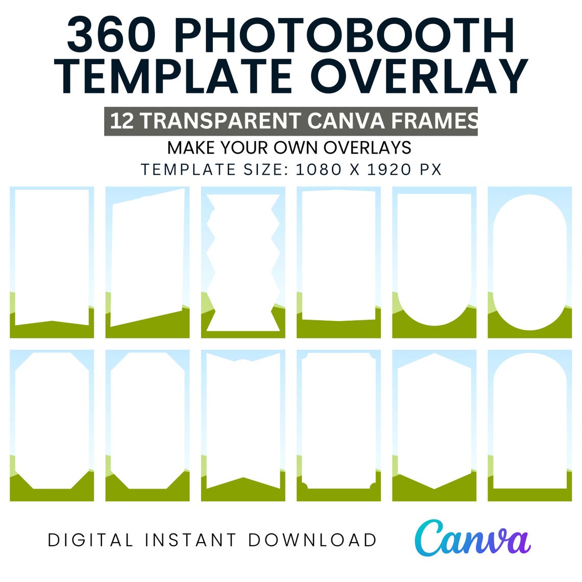 360 Photobooth Overlay Frames Templates, Canva Templates, 1080 X 1920 ...