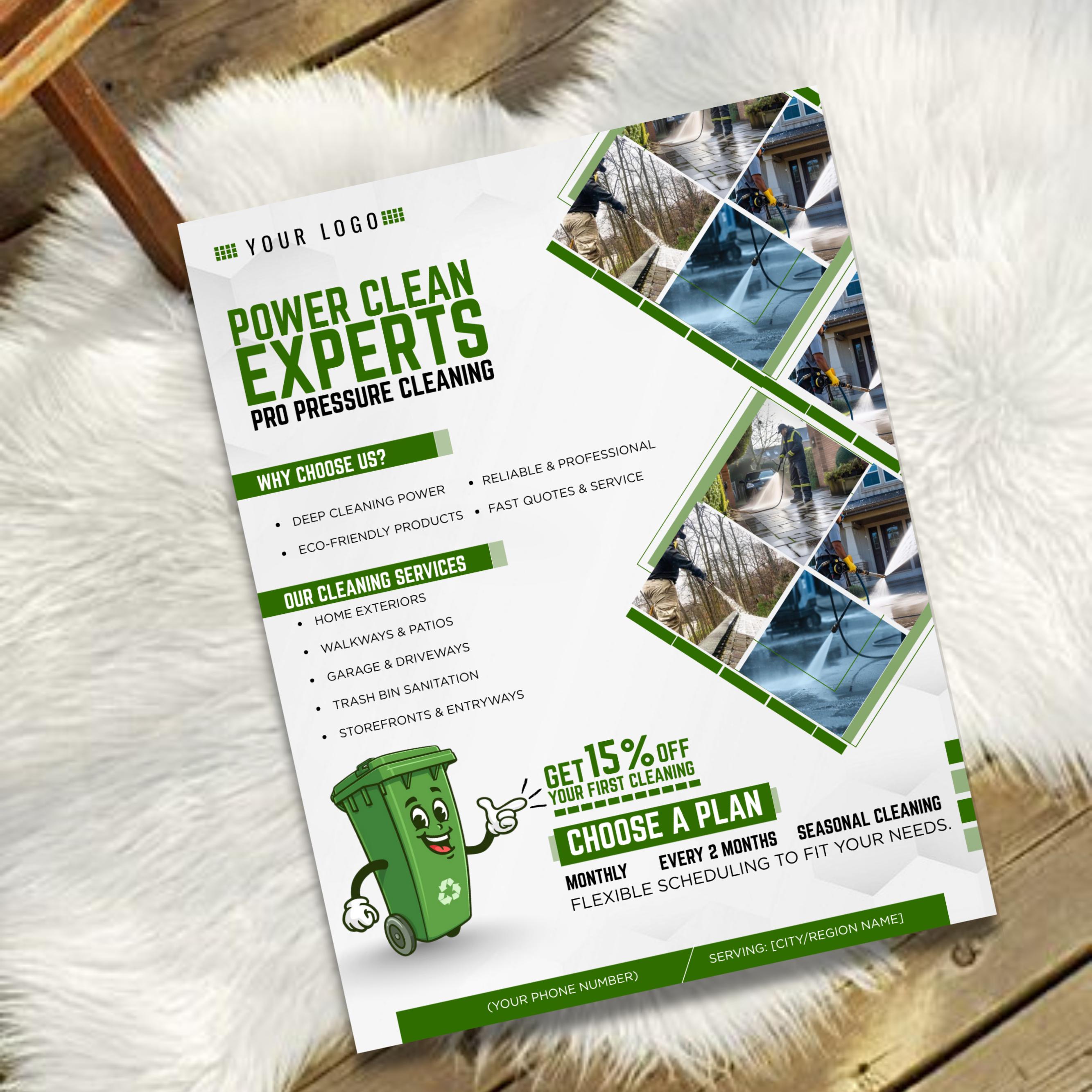 Editable Pressure Washing Flyer Canva Template, Trash Bin Cleaning ...