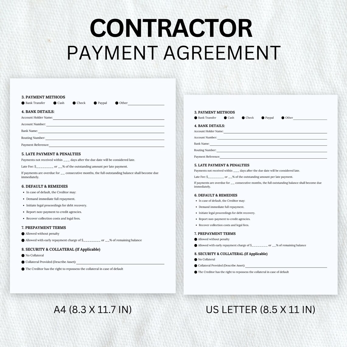 Payment Agreement Contract Template, Agreement Template, Payment ...