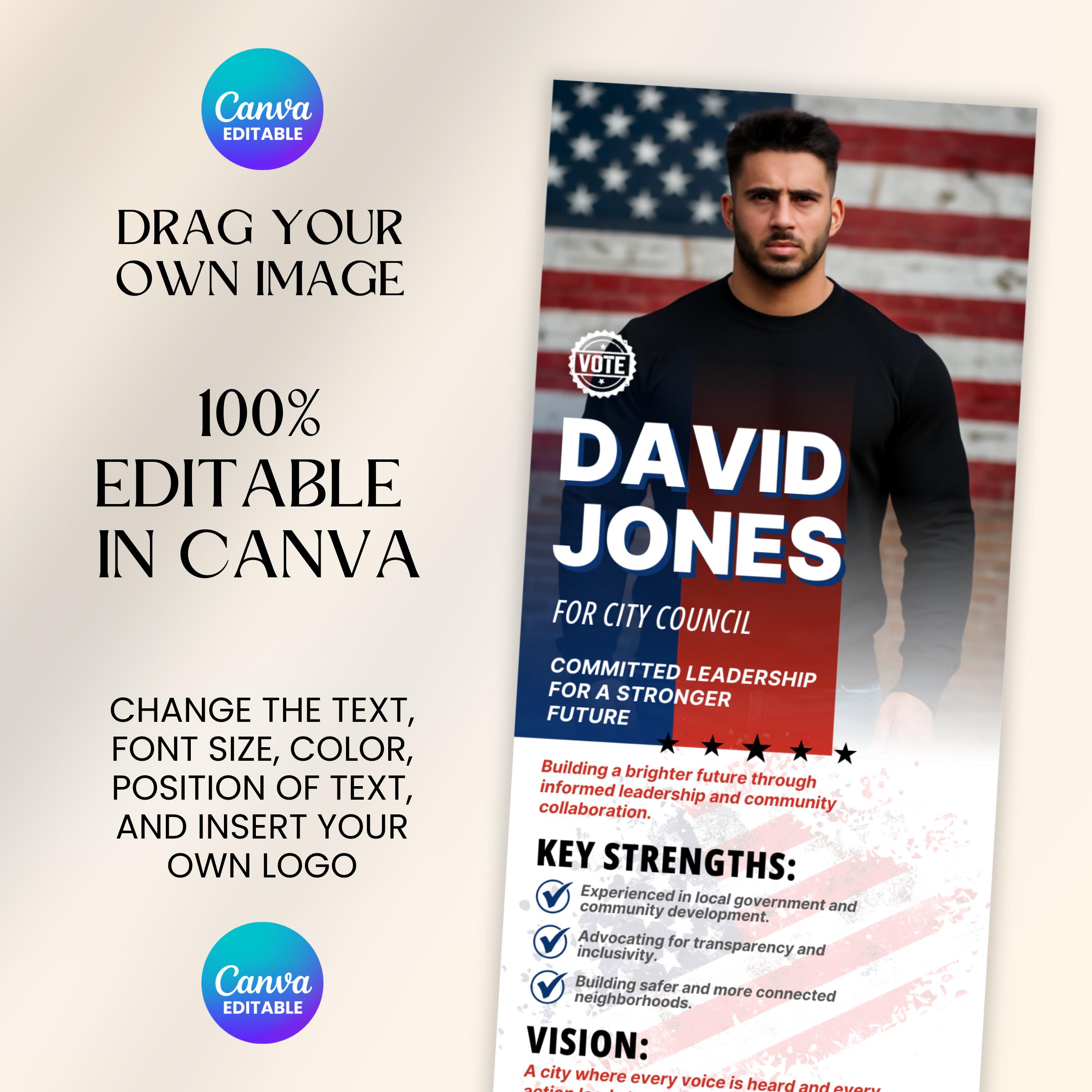 Political Campaign Rack Card Template, Election Candidate Flyer ...