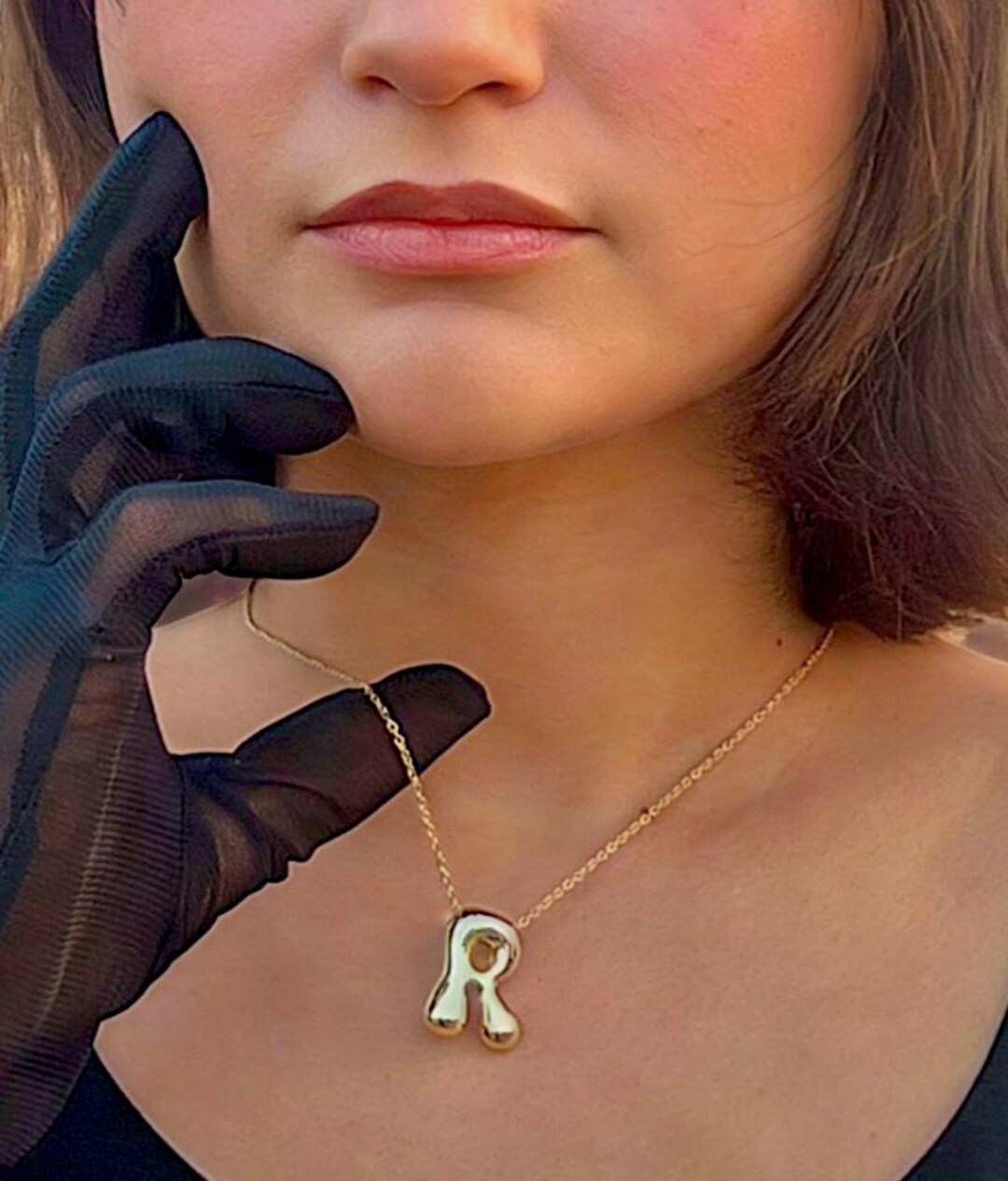 Puffy Balloon Initial Necklace - Etsy