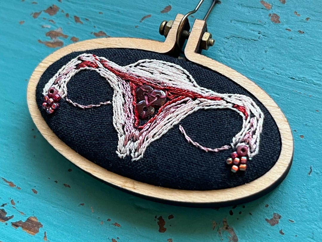 Anatomical Uterus Hoop Art - Feminist Mini Embroidery - Anatomical Art ...