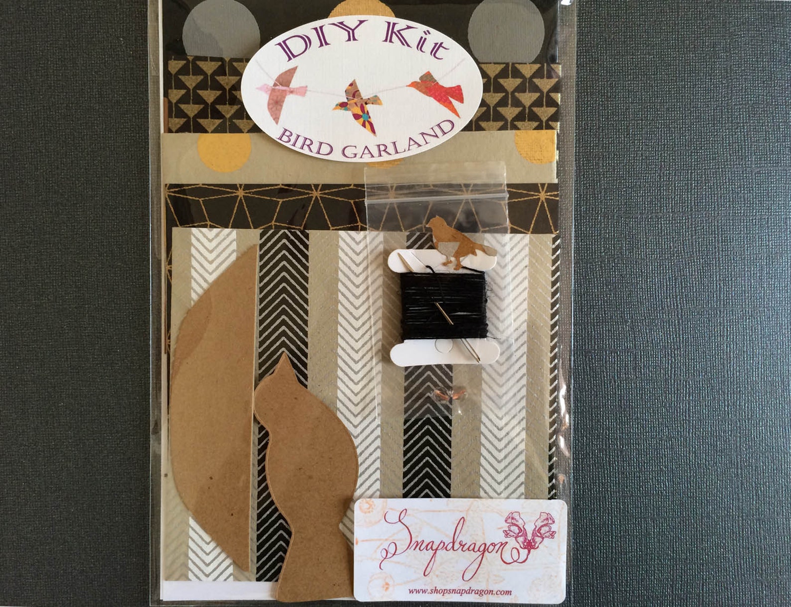 DIY Kit: 3-dimensional Paper Bird Garland, BLACK & GOLD, Makes One App ...