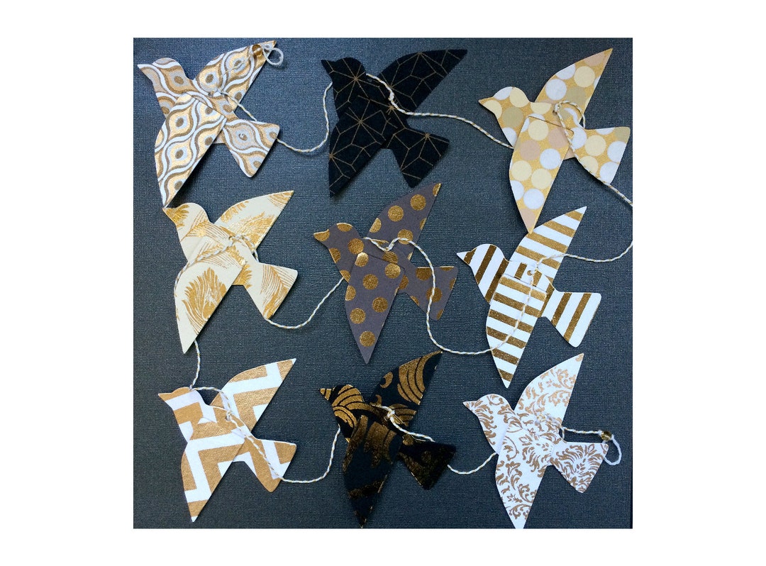 Paper Bird Garland GOLD BLACK WHITE Wedding Garland - Etsy