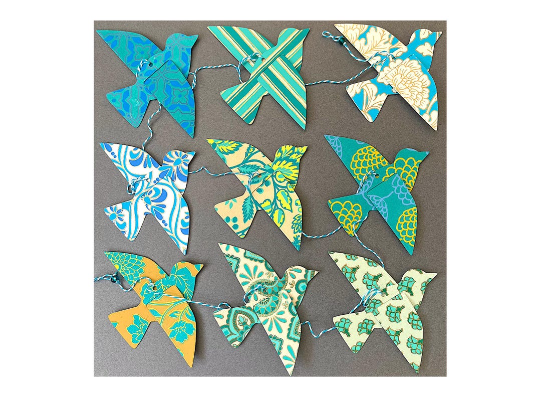 Paper Bird Garland - GREEN & AQUA - Wedding Garland - Party Garland ...