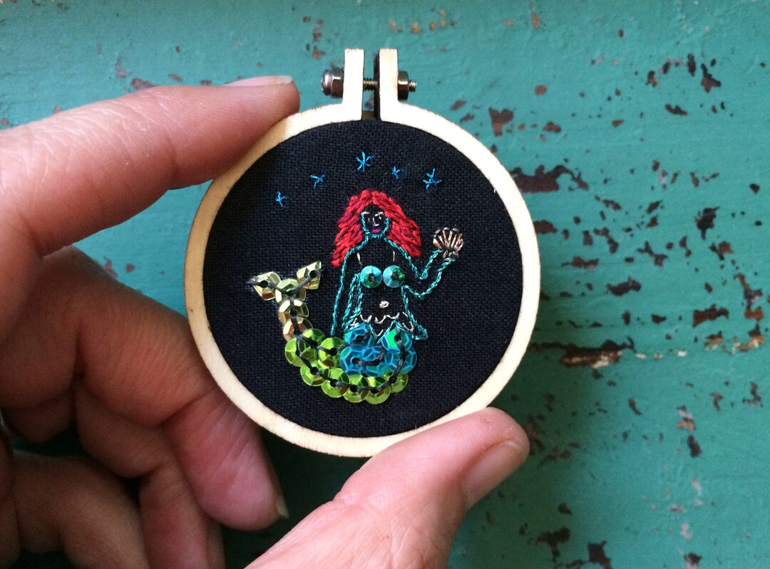 Mermaid Hoop Art Mini Embroidery Mermaid Embroidery Decor - Etsy