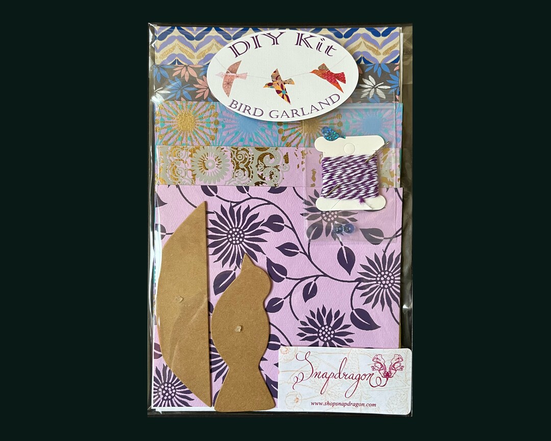 Paper Bird Garland DIY Kit Bird Garland Decor Decorative Birds PURPLE ...