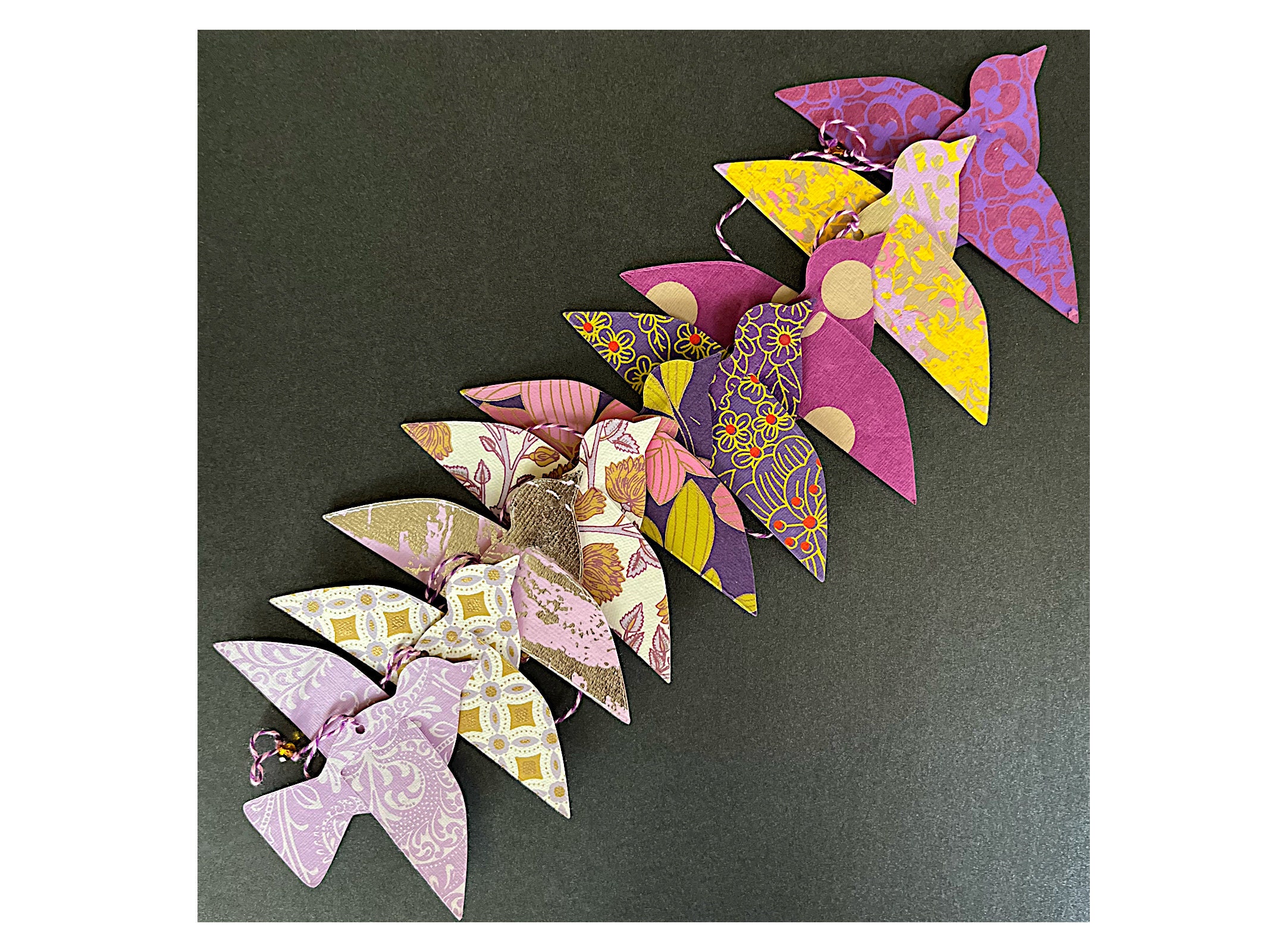 Paper Bird Garland PURPLE, YELLOW Wedding Garland Party Garland Bird ...