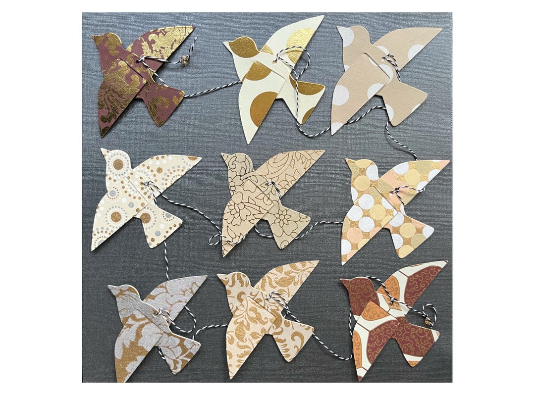 Paper Bird Garland GOLD & BROWN Wedding Garland Party Garland Bird ...