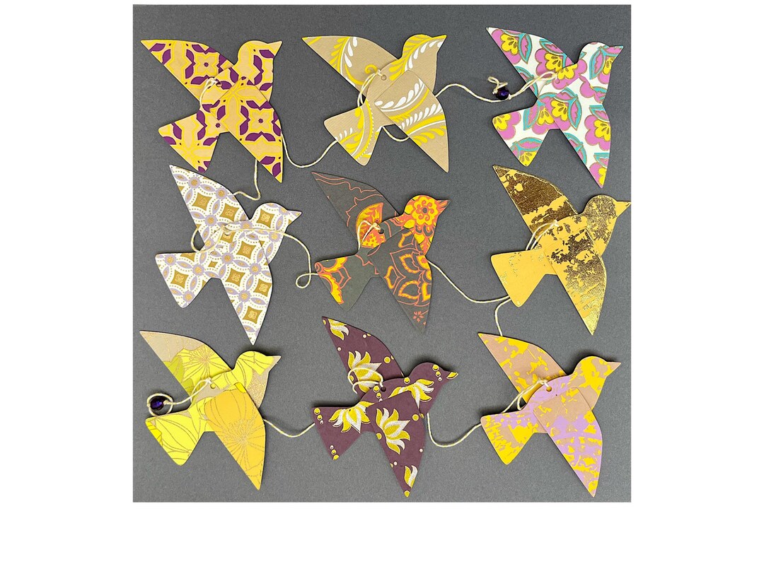 Paper Bird Garland YELLOW & PURPLE Wedding Garland Party Garland Bird ...