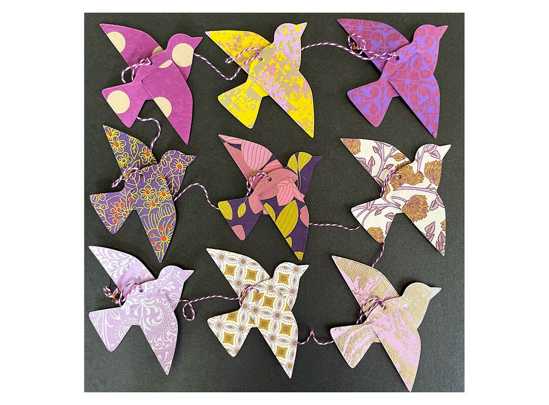 Paper Bird Garland PURPLE, YELLOW Wedding Garland Party Garland Bird ...