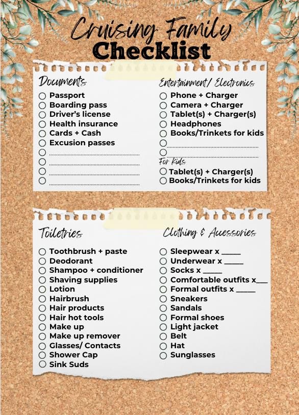 Pre-cruise Checklist, Cruise Essentials, Cruise Packing Checklist ...