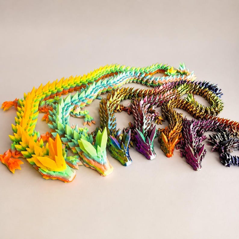 Articulated Crystal Dragon Collectable – 3D Printed Articulated Fantasy ...