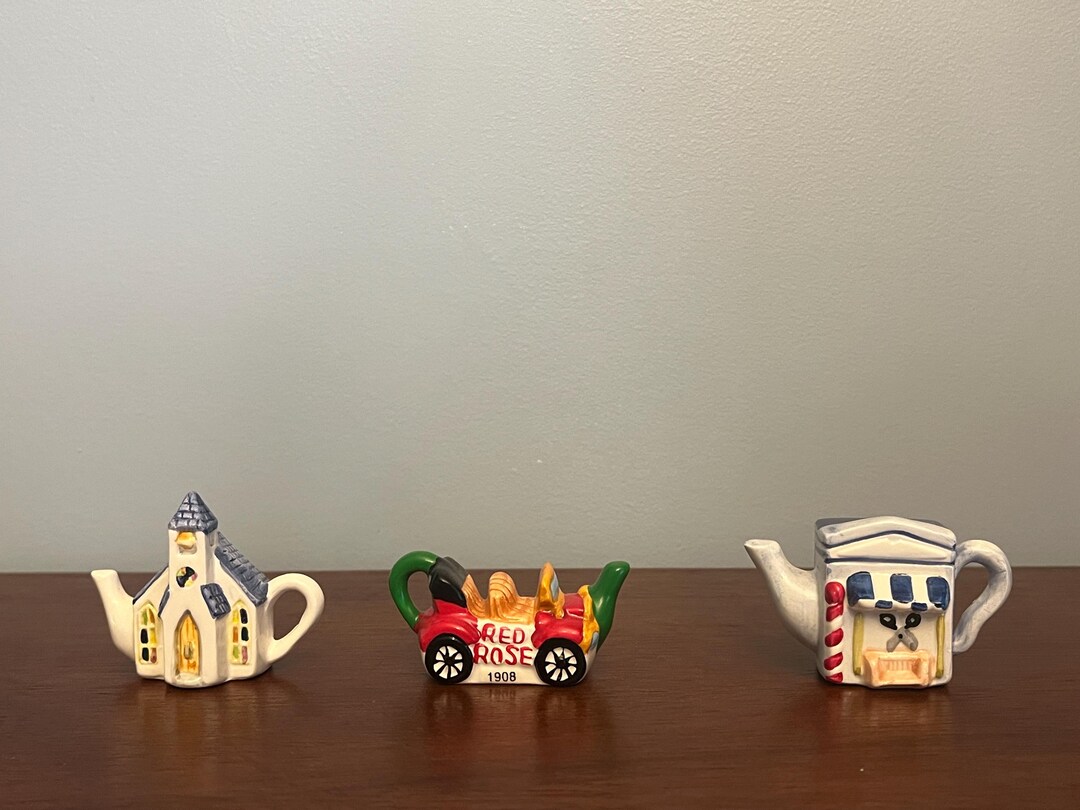 Red Rose Tea Canadian Tea Pot Collection. Barber Shop, Church and Car ...