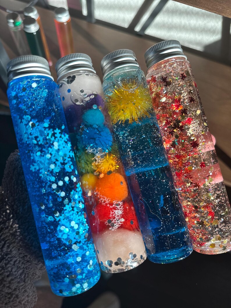 4 Seasons Sensory Tubes Calming Bottles, No Mess, Stress Relief, Fidget ...