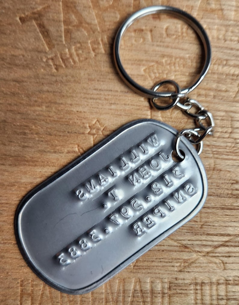 Military Keychain Custom Stamped Dog Tag, Personalized Army Navy ...