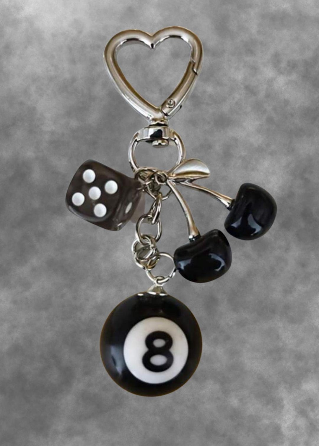 Y2K Black 8 Ball Cherry Dice Charm - Etsy