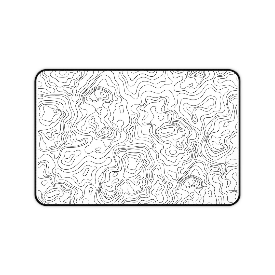 Black on White Topography Mousepad, Desk Mat, Gaming Mouse Mat ...