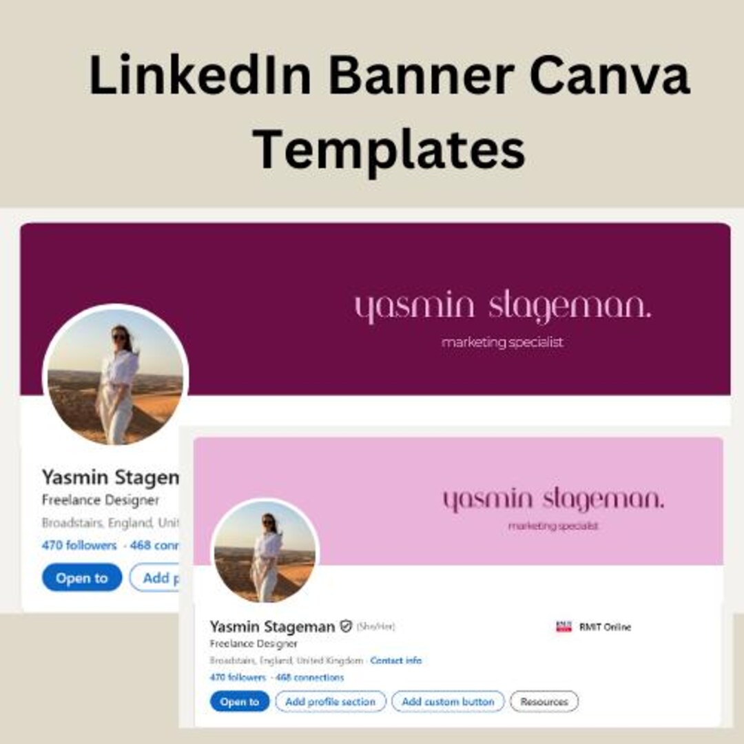 2 X Dark Pink and Light Pink Linkedin Banner Canva Template Editable ...