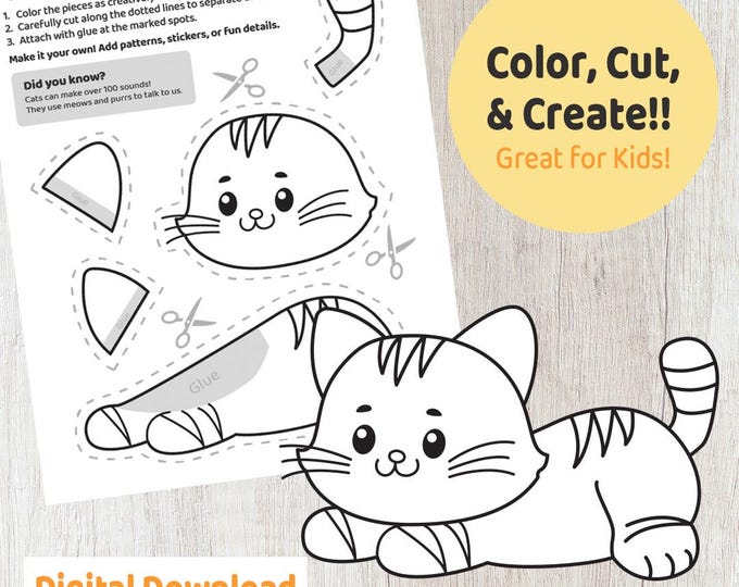 Lion Cut & Glue Coloring Craft Printable Kindergarten Preschool ...