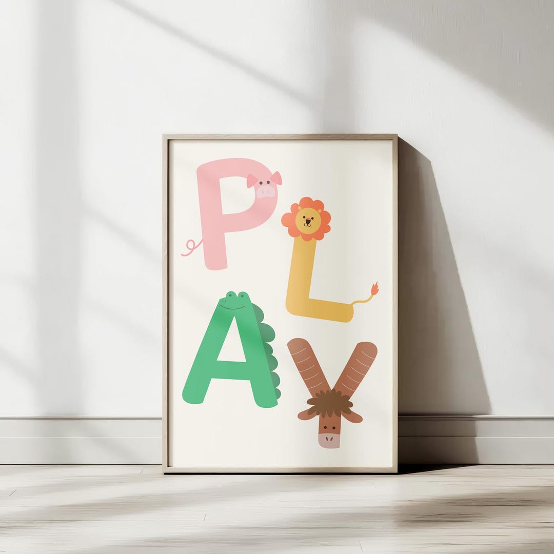 Animal Alphabet Playroom Print: Kids Educational Wall Art (digital ...