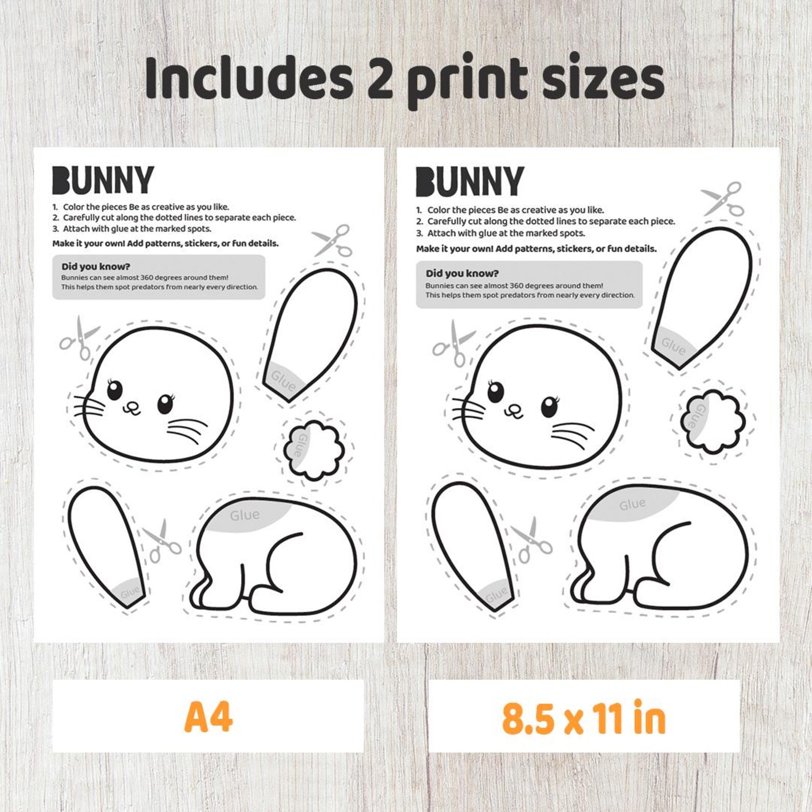 Easter Bunny Cut & Glue Craft: Coloring Activity (digital Download) - Etsy