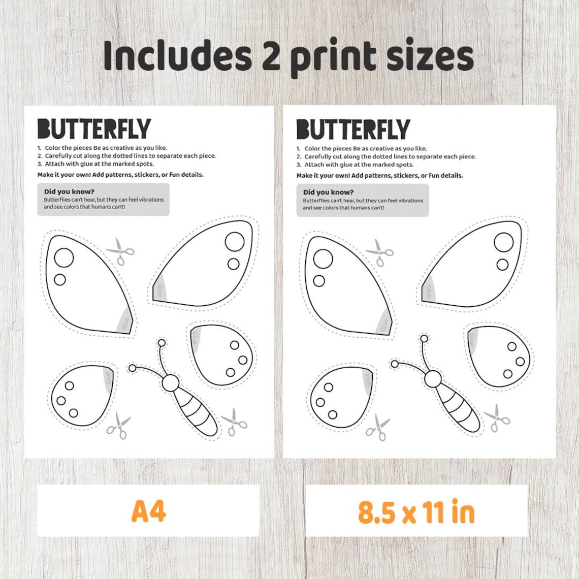 Butterfly Cut and Glue Craft: Coloring Activity for Kids (digital ...