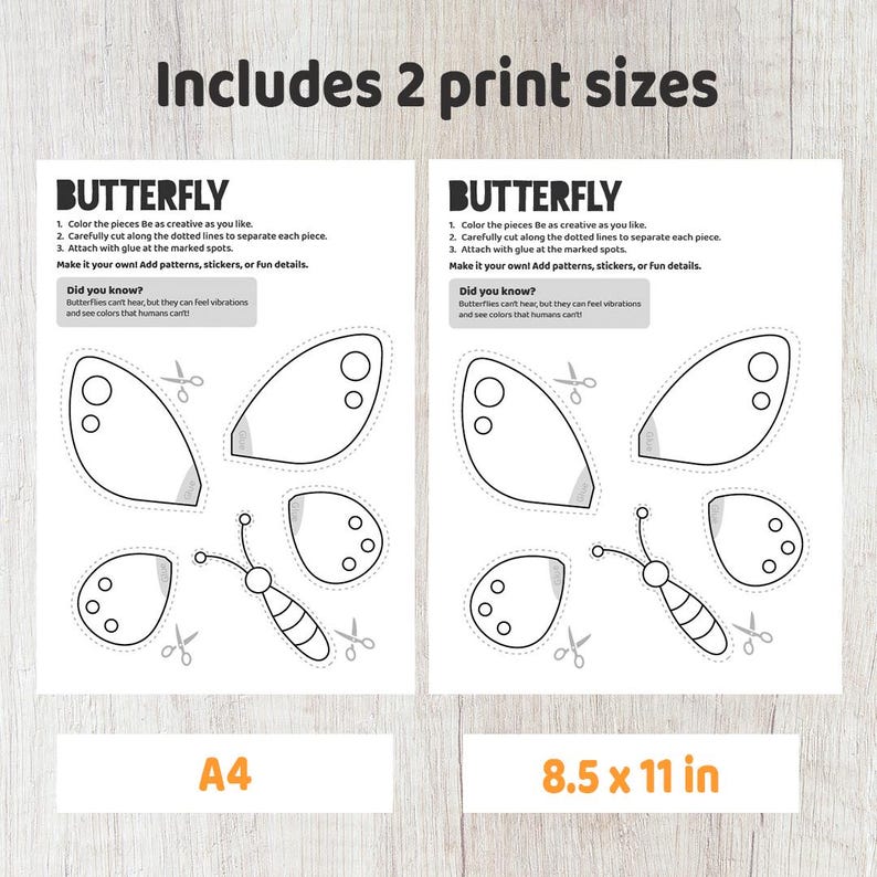 Butterfly Cut and Glue Craft: Coloring Activity for Kids (digital ...