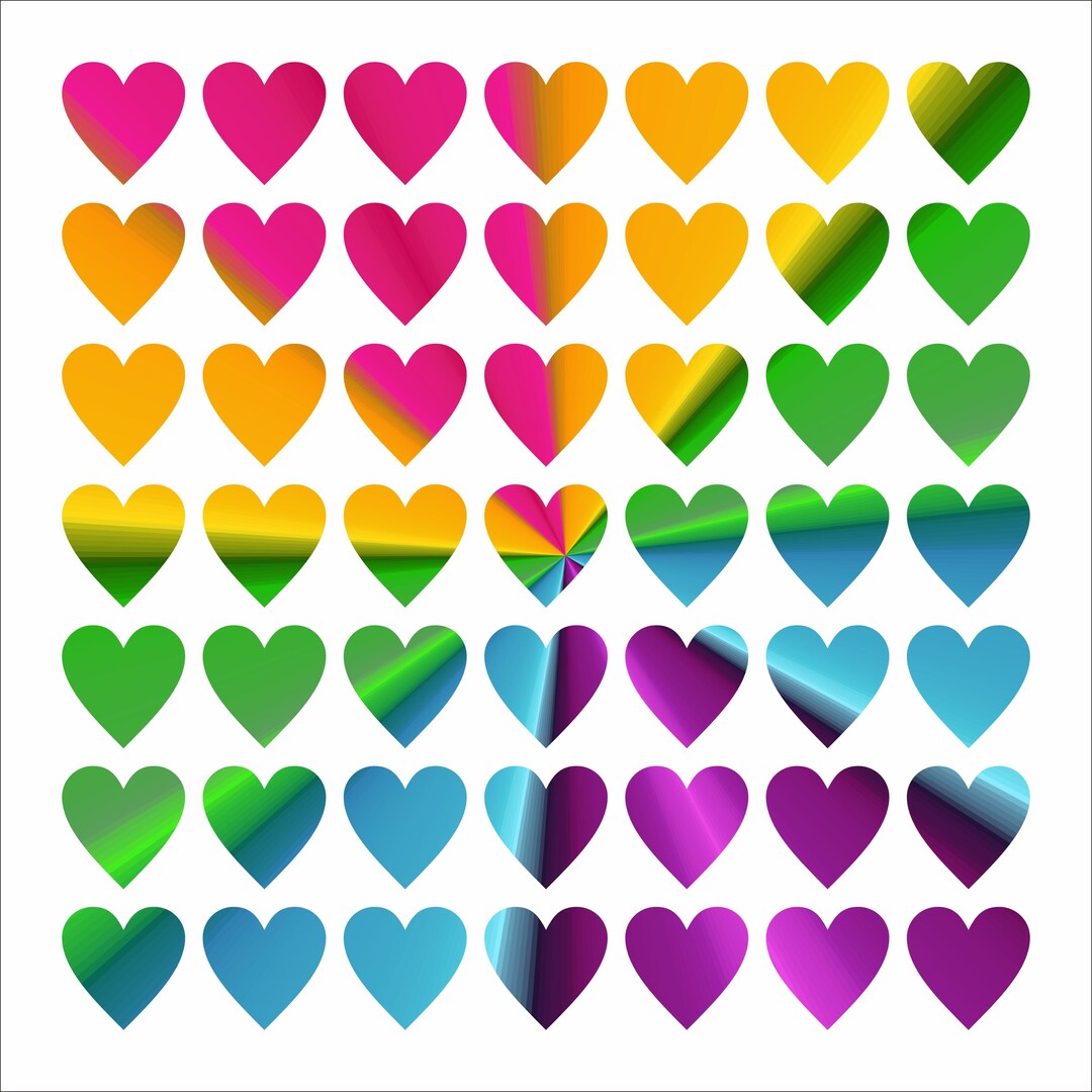 Colorful Hearts Clipart Digital Download PNG, JPG, PDF, Cdr - Etsy