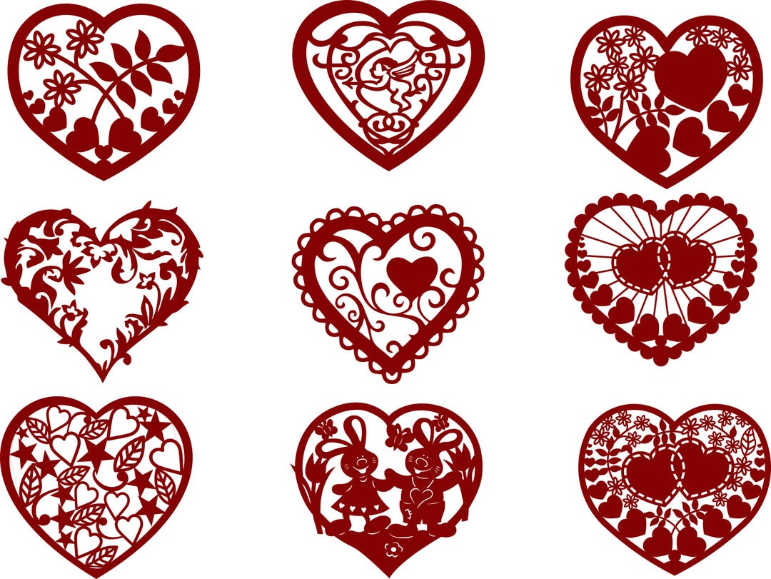 Heart Designs Bundle Laser and CNC Cutting Files Svg, Dxf, Pdf, Cdr - Etsy