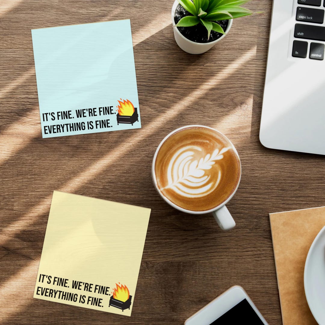 Humorous 'everything is Fine' Notepad - Quirky Office Stationery ...