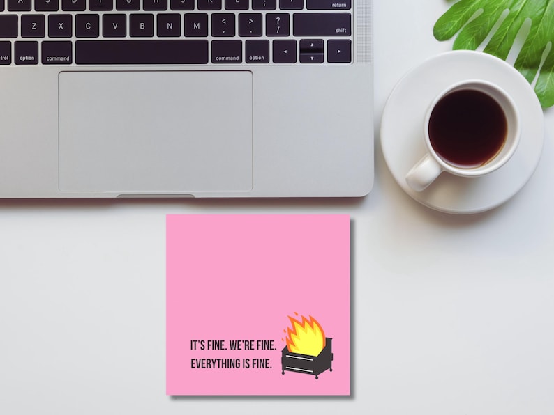 Humorous 'everything is Fine' Sticky Notes - Quirky Office Stationery ...