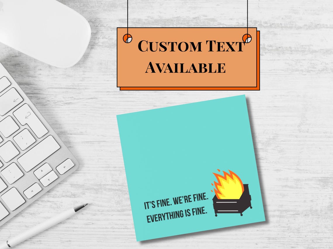 Humorous 'everything is Fine' Sticky Notes - Quirky Office Stationery ...