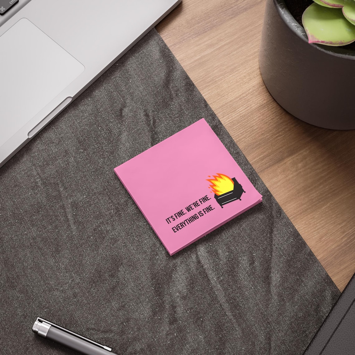 Humorous 'everything is Fine' Sticky Notes - Quirky Office Stationery ...