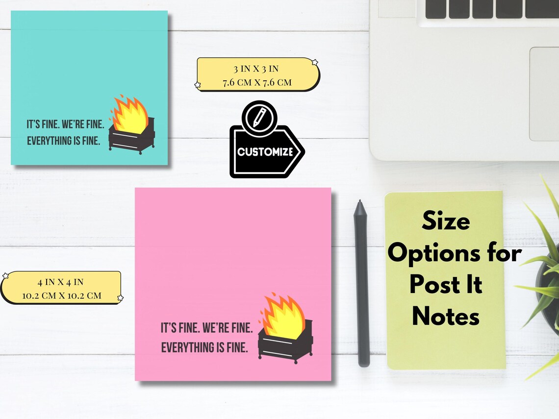 Humorous 'everything is Fine' Sticky Notes - Quirky Office Stationery ...