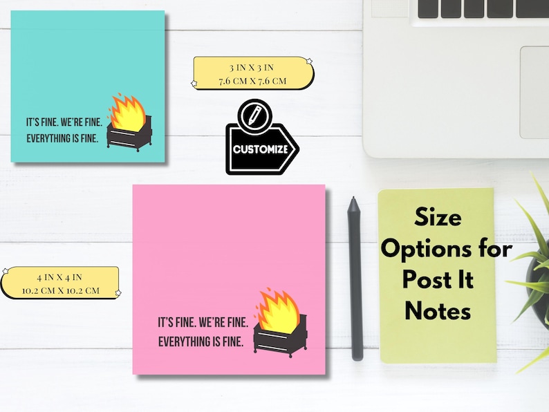 Humorous 'everything is Fine' Sticky Notes - Quirky Office Stationery ...